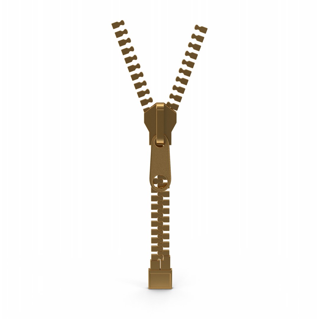 3D Gold Zipper And Slider Model - TurboSquid 2258086