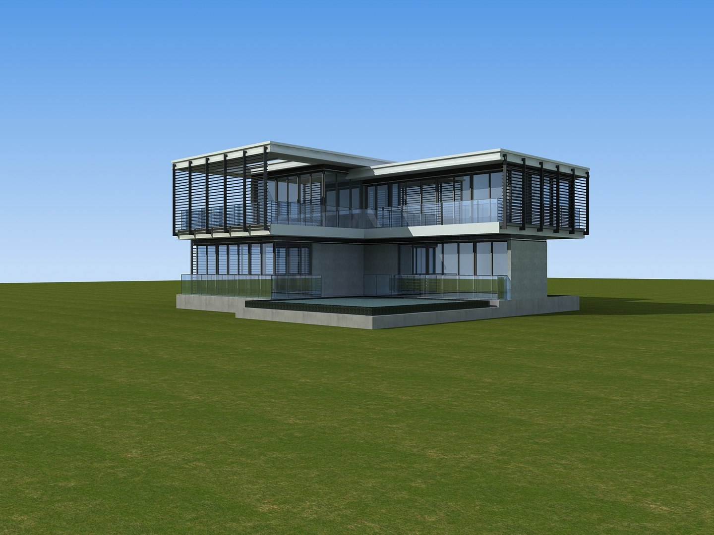 3d beautiful modern architecture model