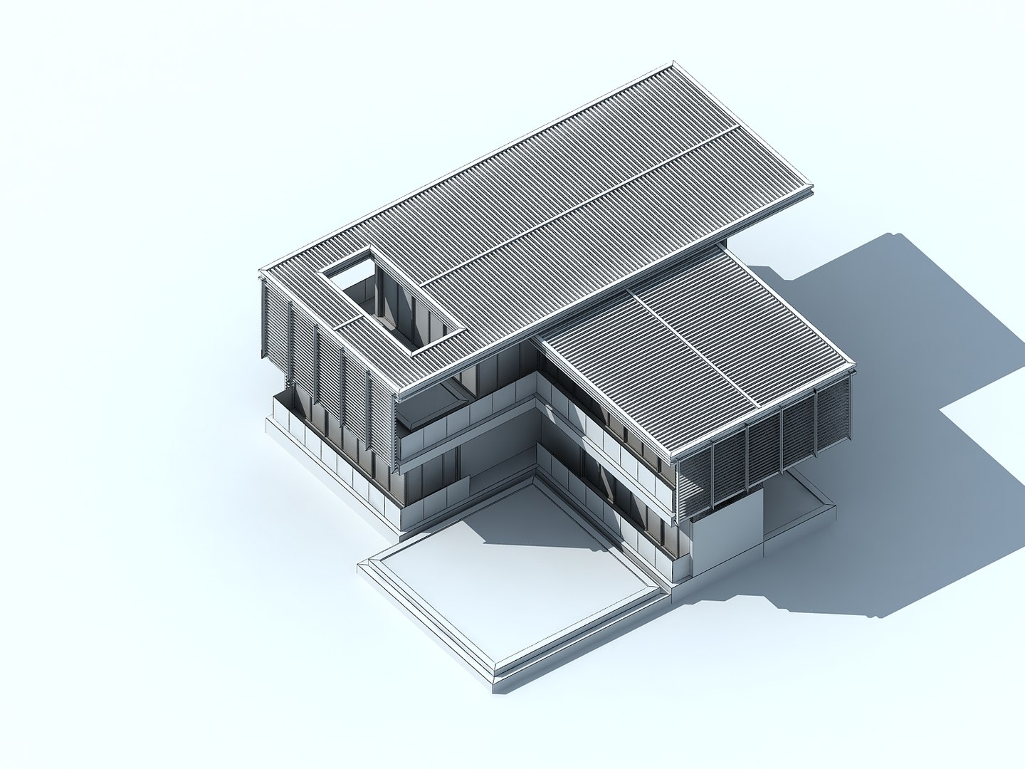 3d beautiful modern architecture model