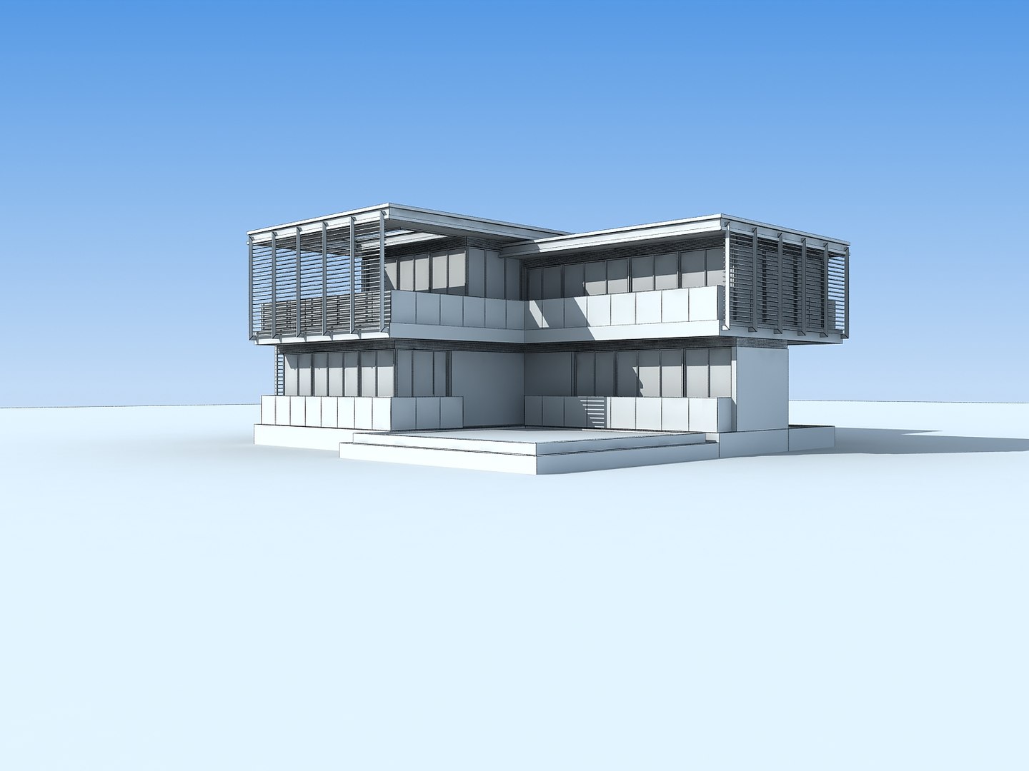 3d beautiful modern architecture model