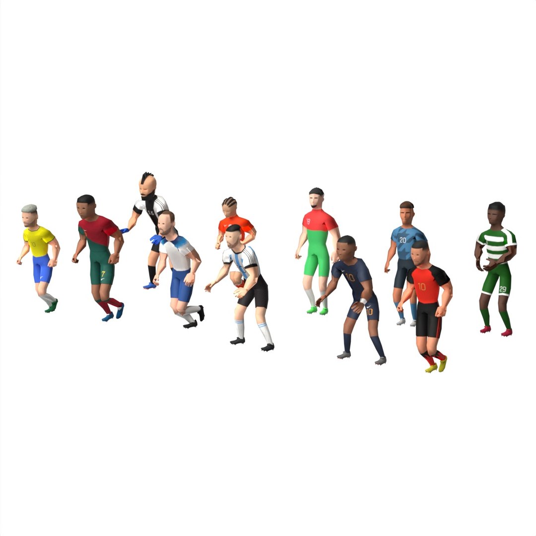 modelo 3d Football Soccer Players Animated Rigged Low-poly 3D model ...