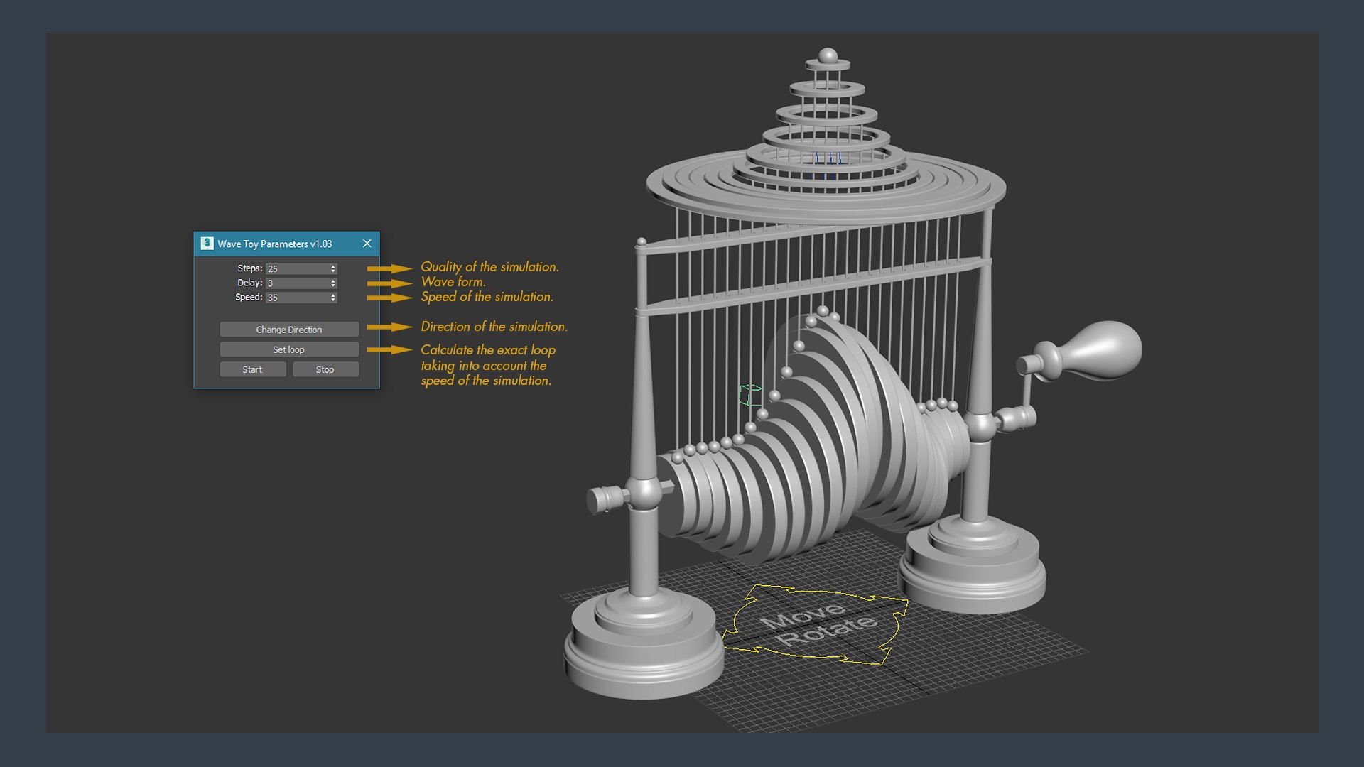 3d model of mechanical toy wave