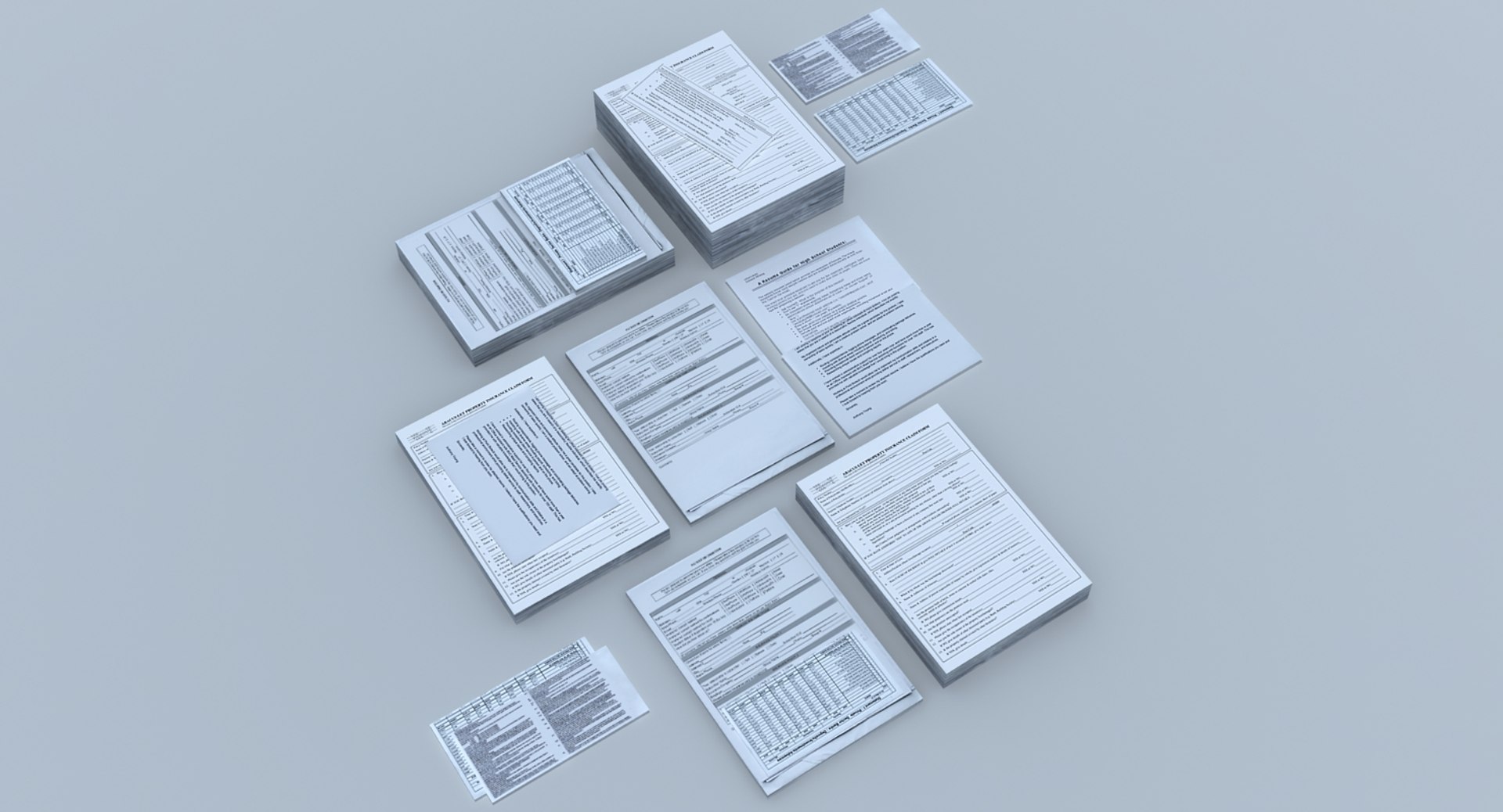 Desk Paperwork Documents 3d Model