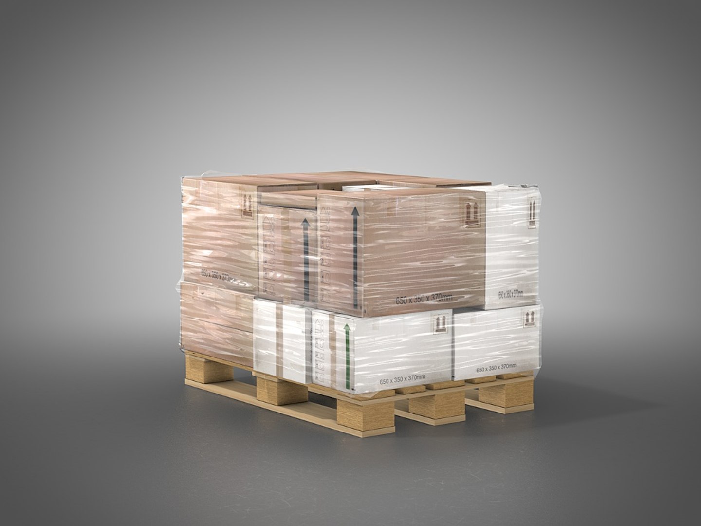 3d Model Palette Boxes Shrinkwrap