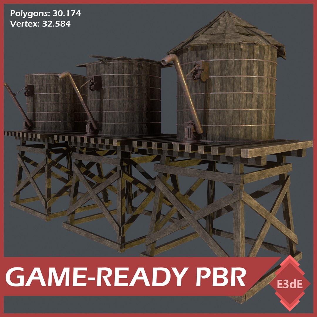 Old Wooden Reservoirs 3D Model - TurboSquid 1371080