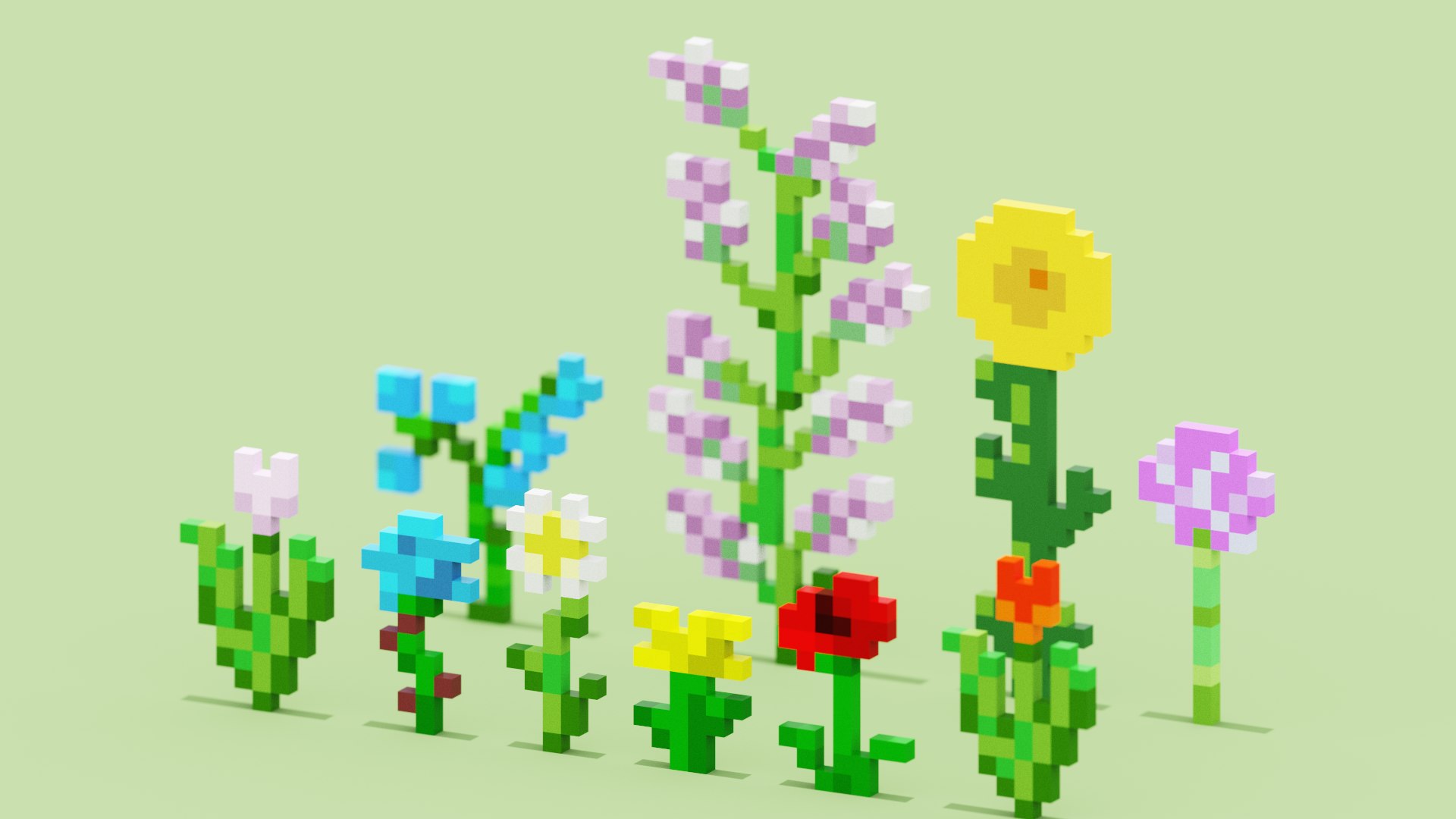 3D Minecraft Flowers 3D Model Model - TurboSquid 1952314