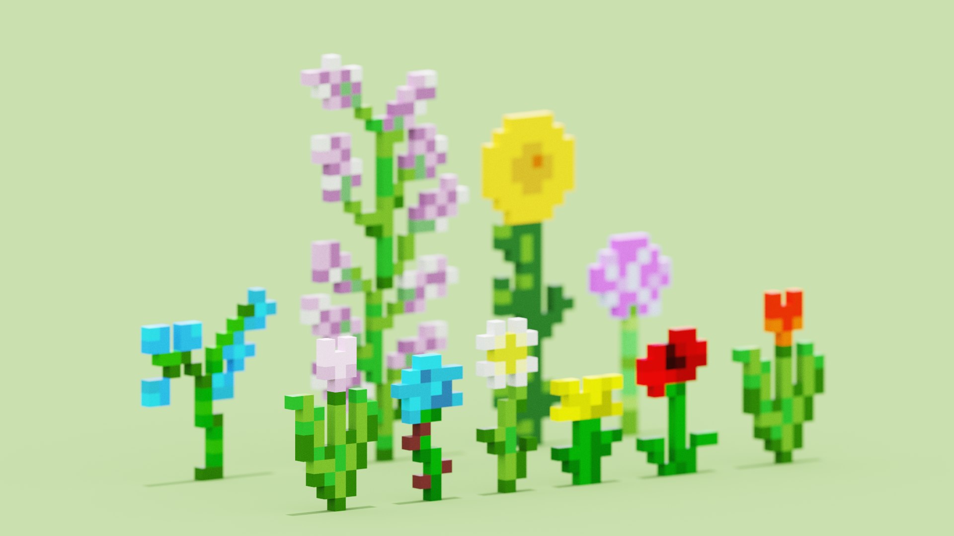 3D Minecraft Flowers 3D Model Model - TurboSquid 1952314