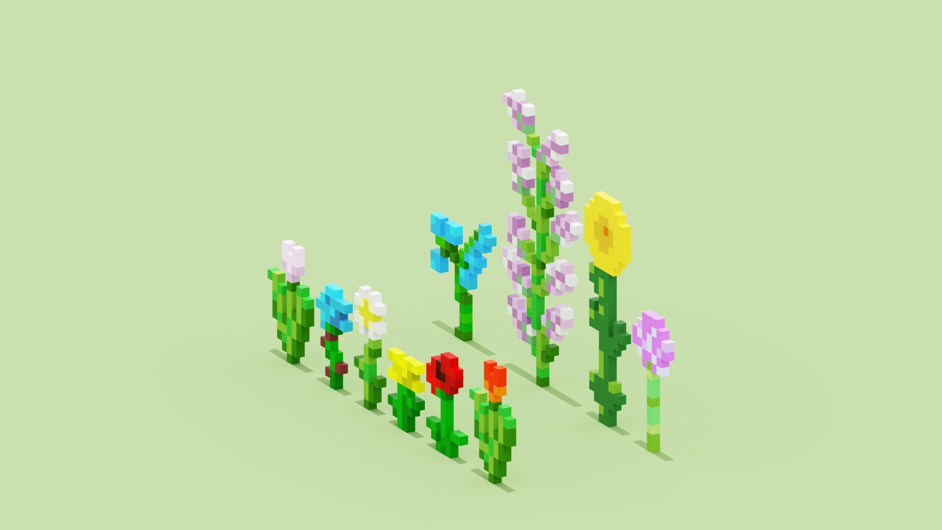 3D Minecraft Flowers 3D Model Model - TurboSquid 1952314
