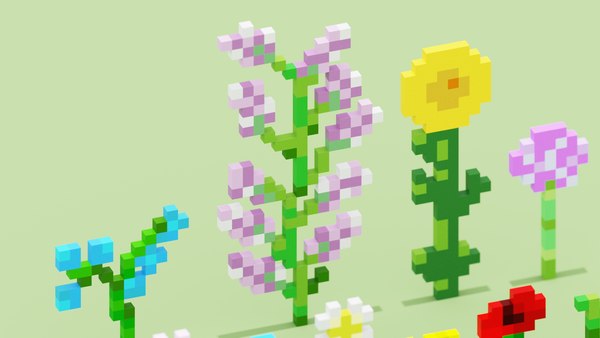 modelo 3d Modelo 3D de flores de Minecraft - TurboSquid 1952314