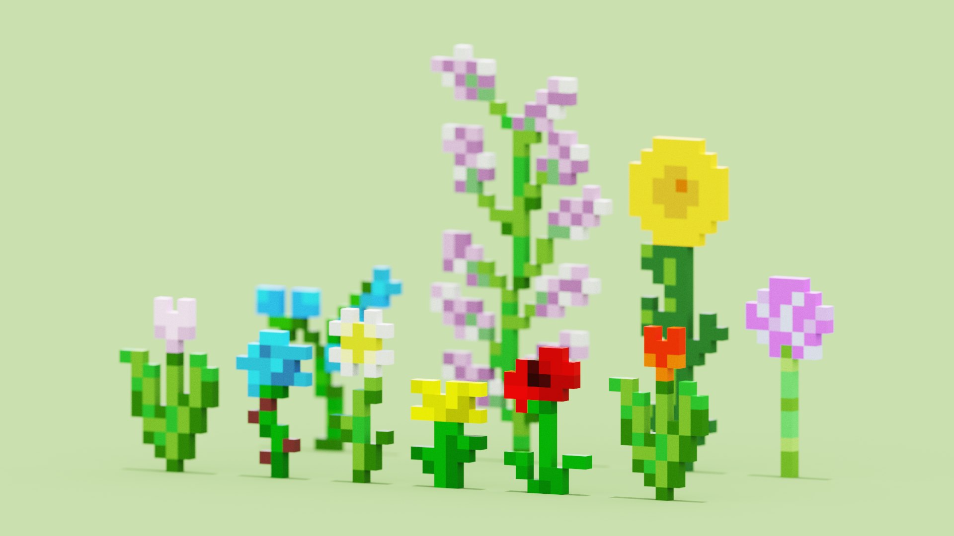 3D Minecraft Flowers 3D Model Model - TurboSquid 1952314