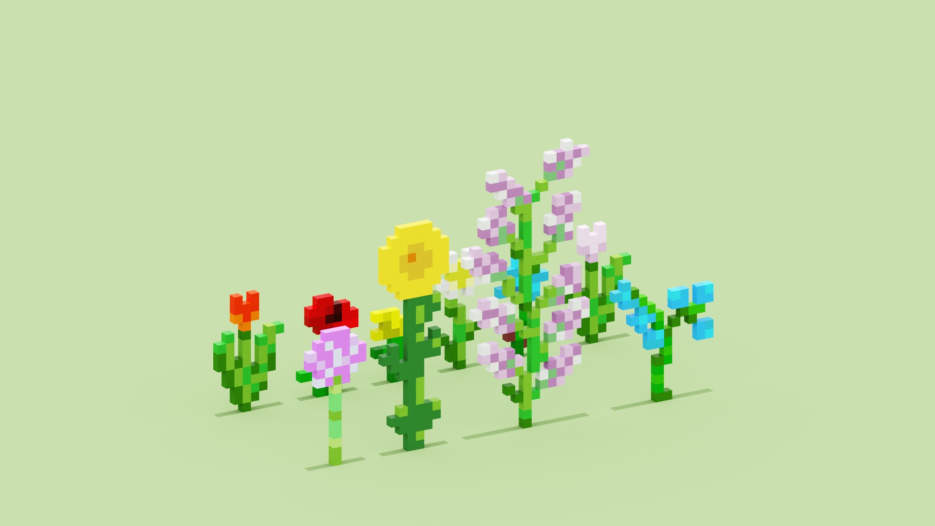 3D Minecraft Flowers 3D Model Model - TurboSquid 1952314
