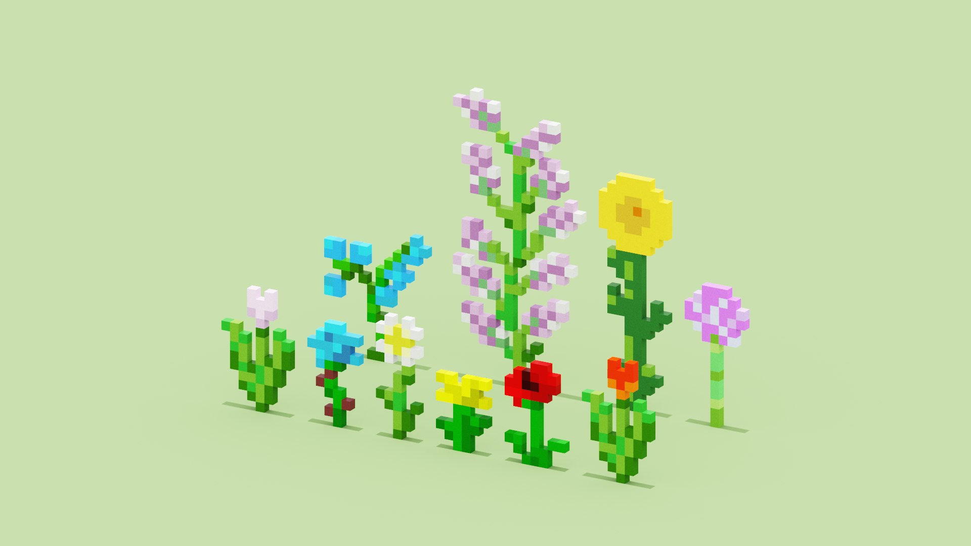 3D Minecraft Flowers 3D Model Model - TurboSquid 1952314