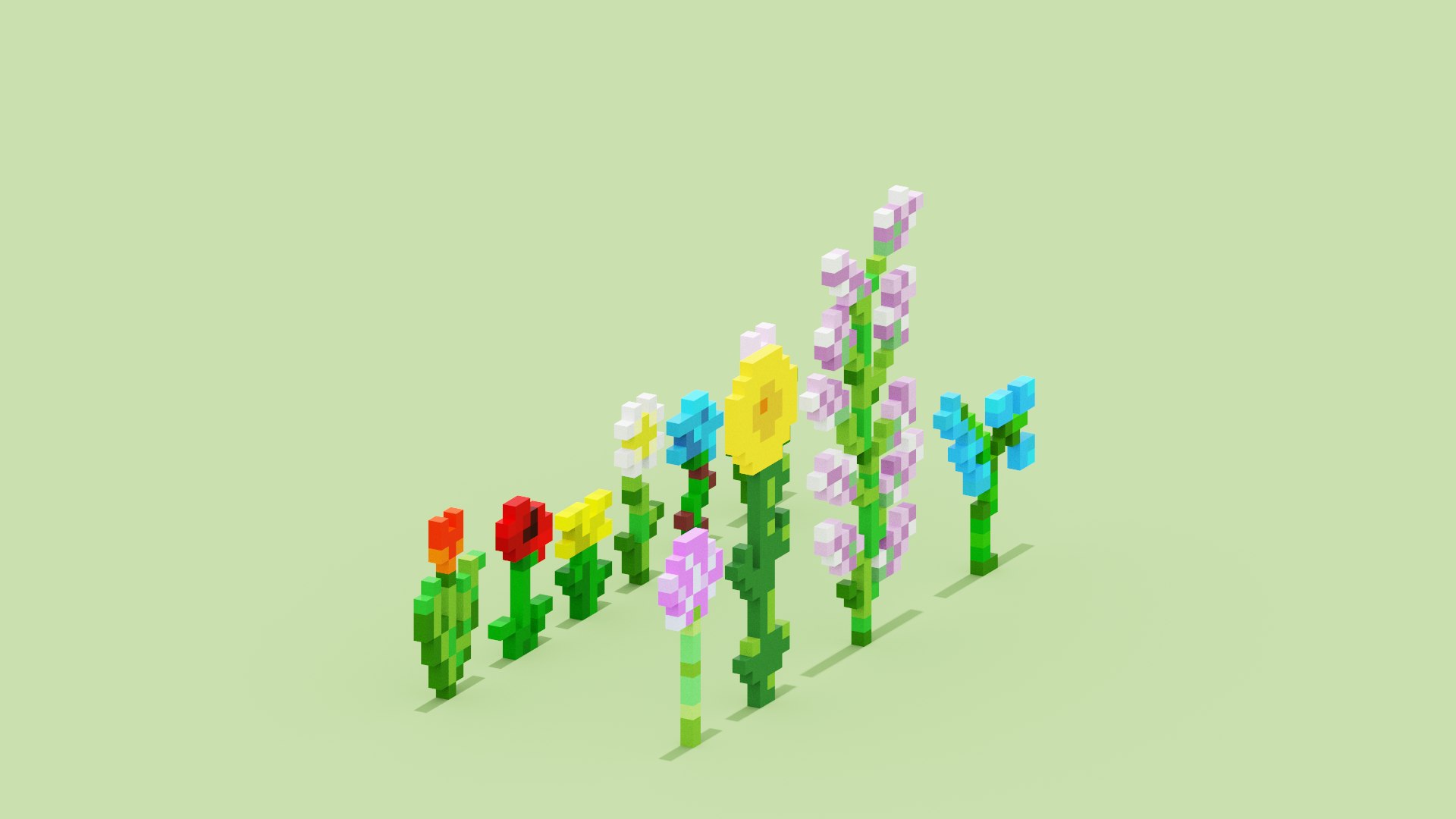 3D Minecraft Flowers 3D Model Model - TurboSquid 1952314