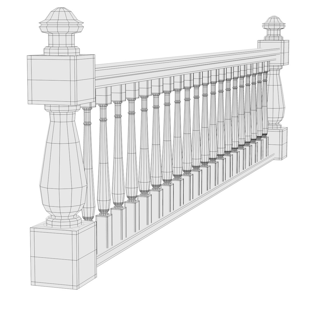 Wooden Railings 3d Model