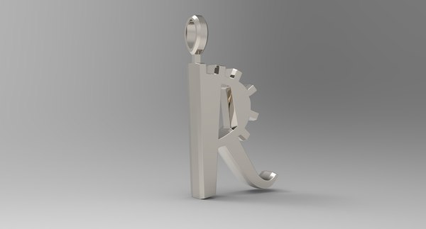 modelo 3d R Letter Pendant Platinum - TurboSquid 1902340
