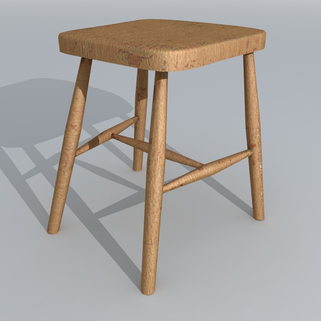 3d wooden stool model