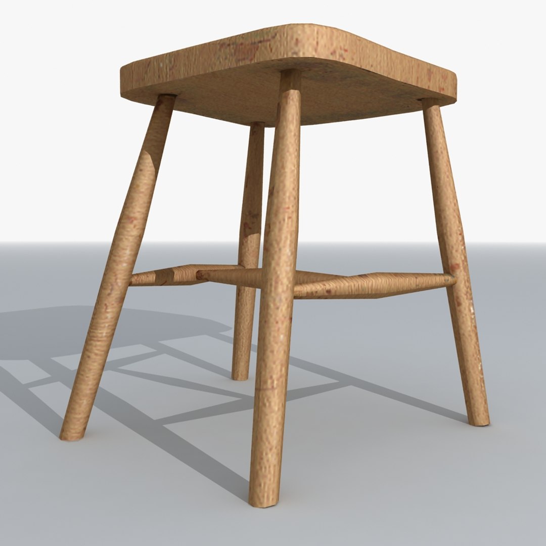 3d wooden stool model