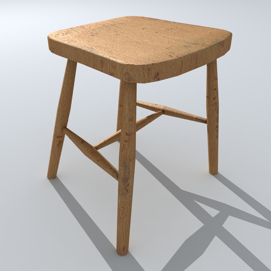 3d wooden stool model