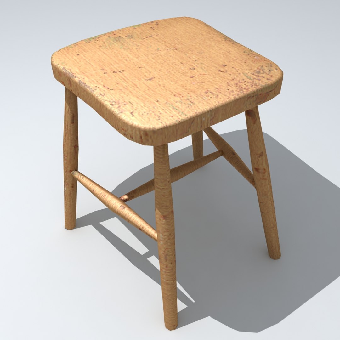 3d wooden stool model