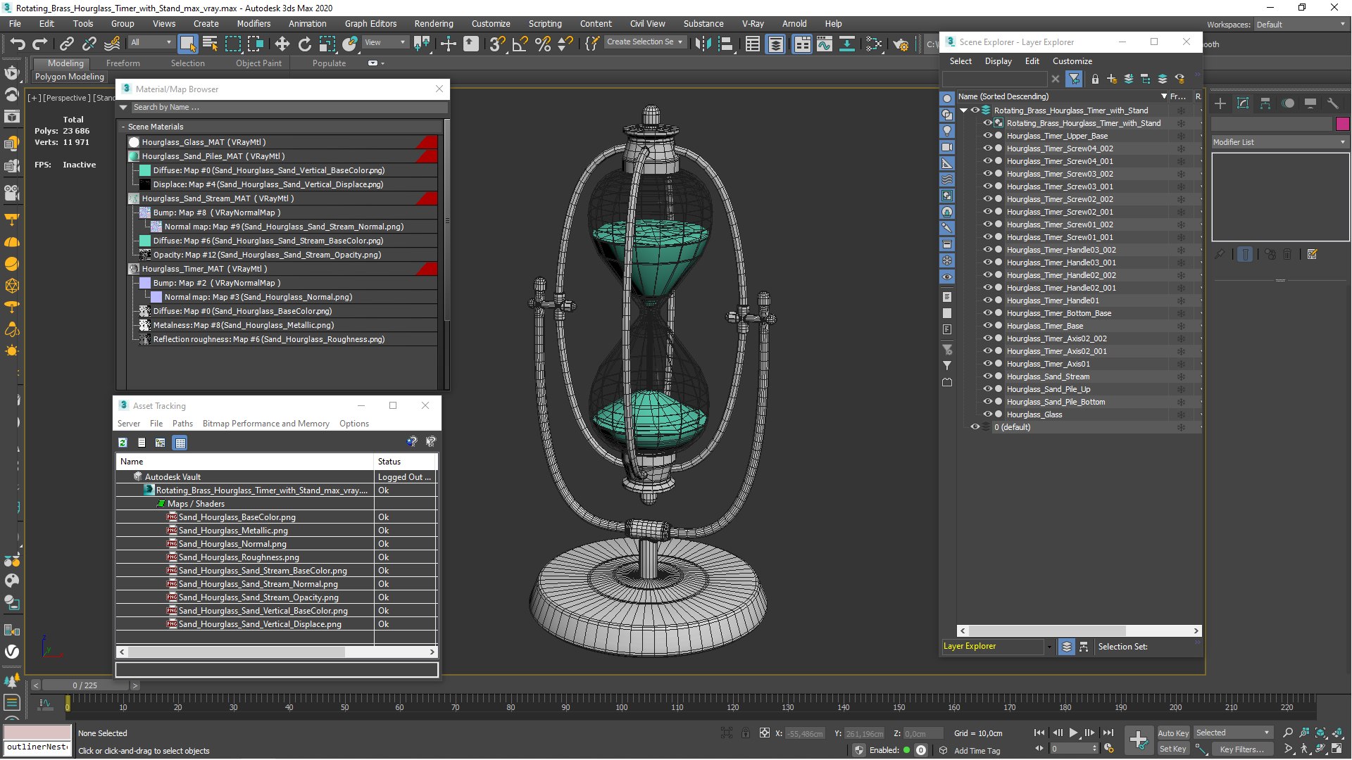 3D Rotating Brass Hourglass Timer With Stand - TurboSquid 2291140