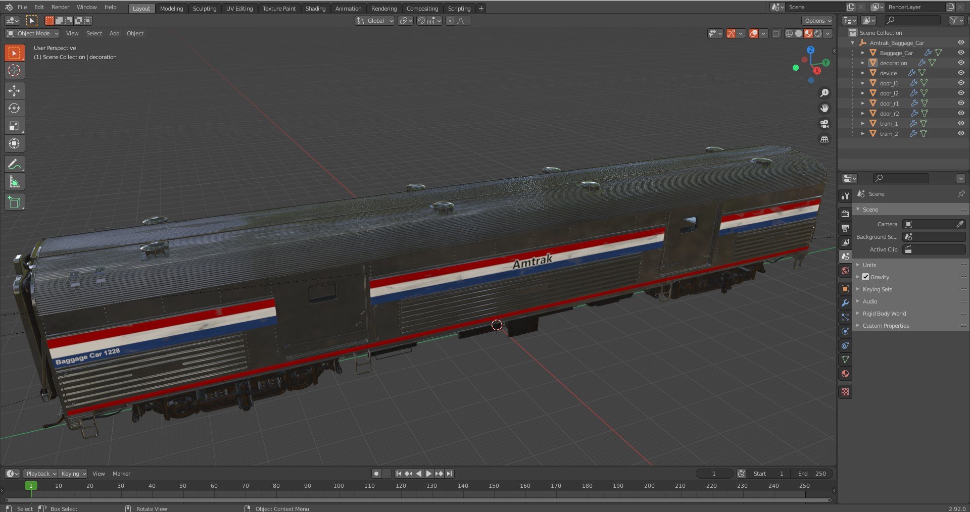 3D Amtrak Baggage Car Model - TurboSquid 2153034