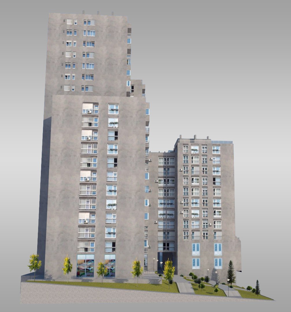 Concrete Complex Residential 3d 3ds