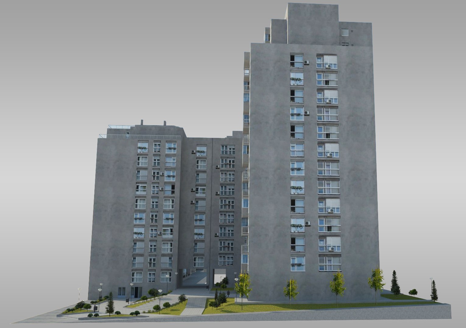 Concrete Complex Residential 3d 3ds