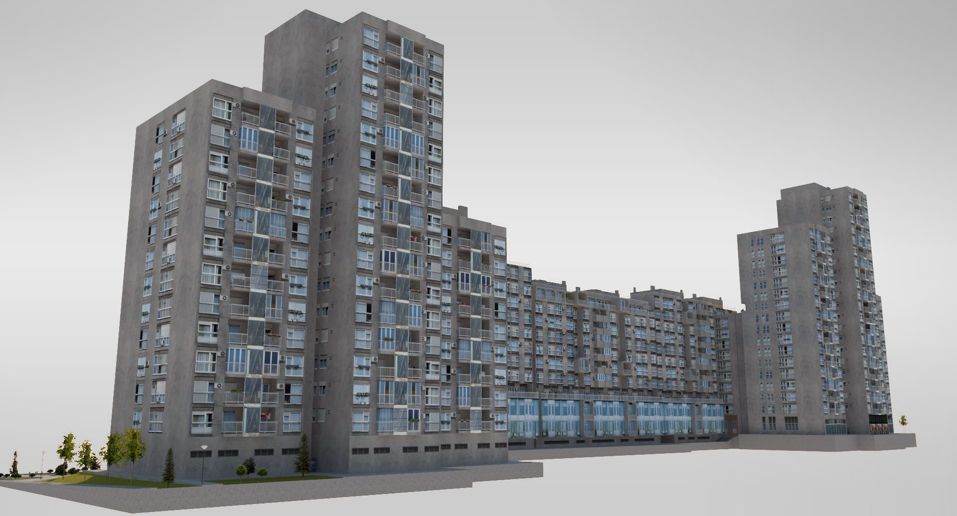 Concrete Complex Residential 3d 3ds
