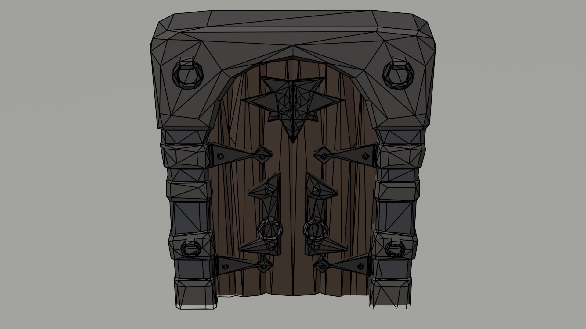 Low-poly cartoon fantasy dungeon door Polygonal Style 3D model ...
