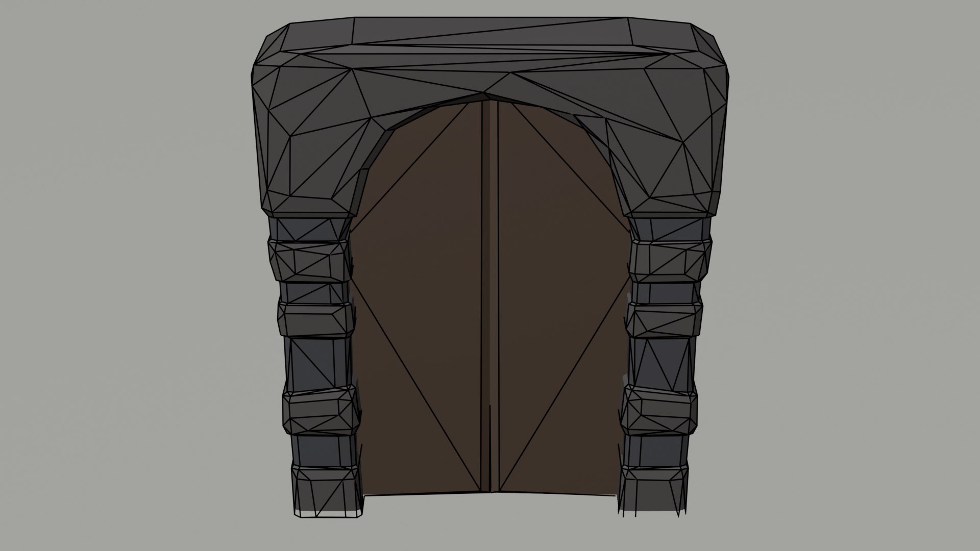 Low-poly cartoon fantasy dungeon door Polygonal Style 3D model ...