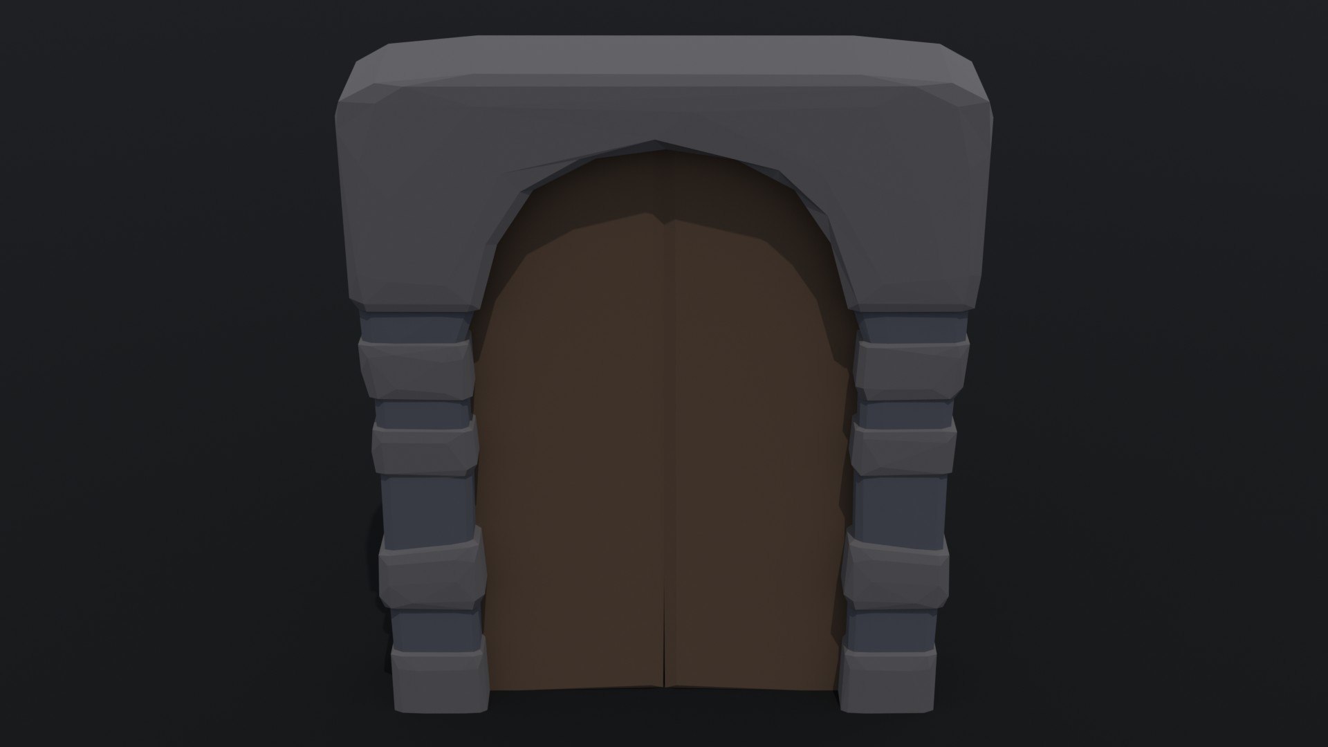 Low-poly cartoon fantasy dungeon door Polygonal Style 3D model ...