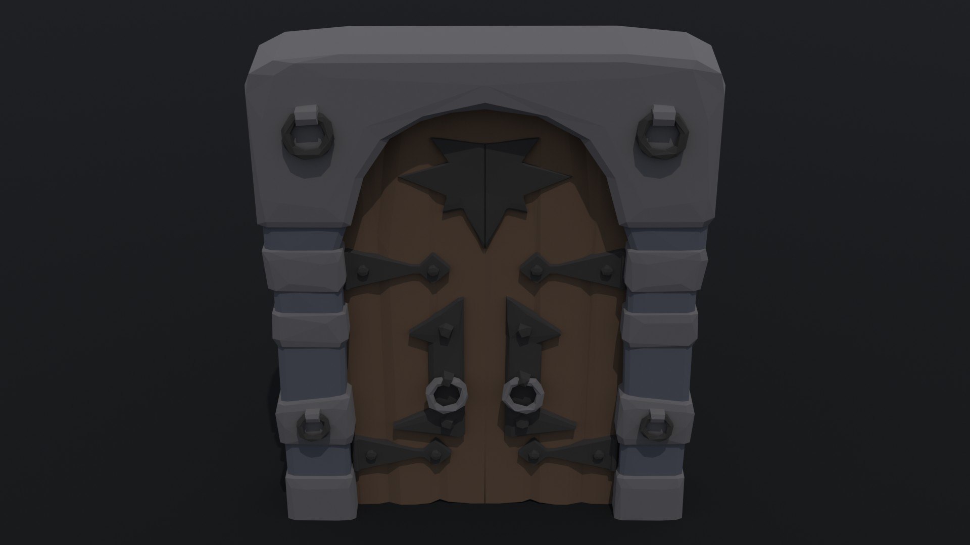 Low-poly cartoon fantasy dungeon door Polygonal Style 3D model ...