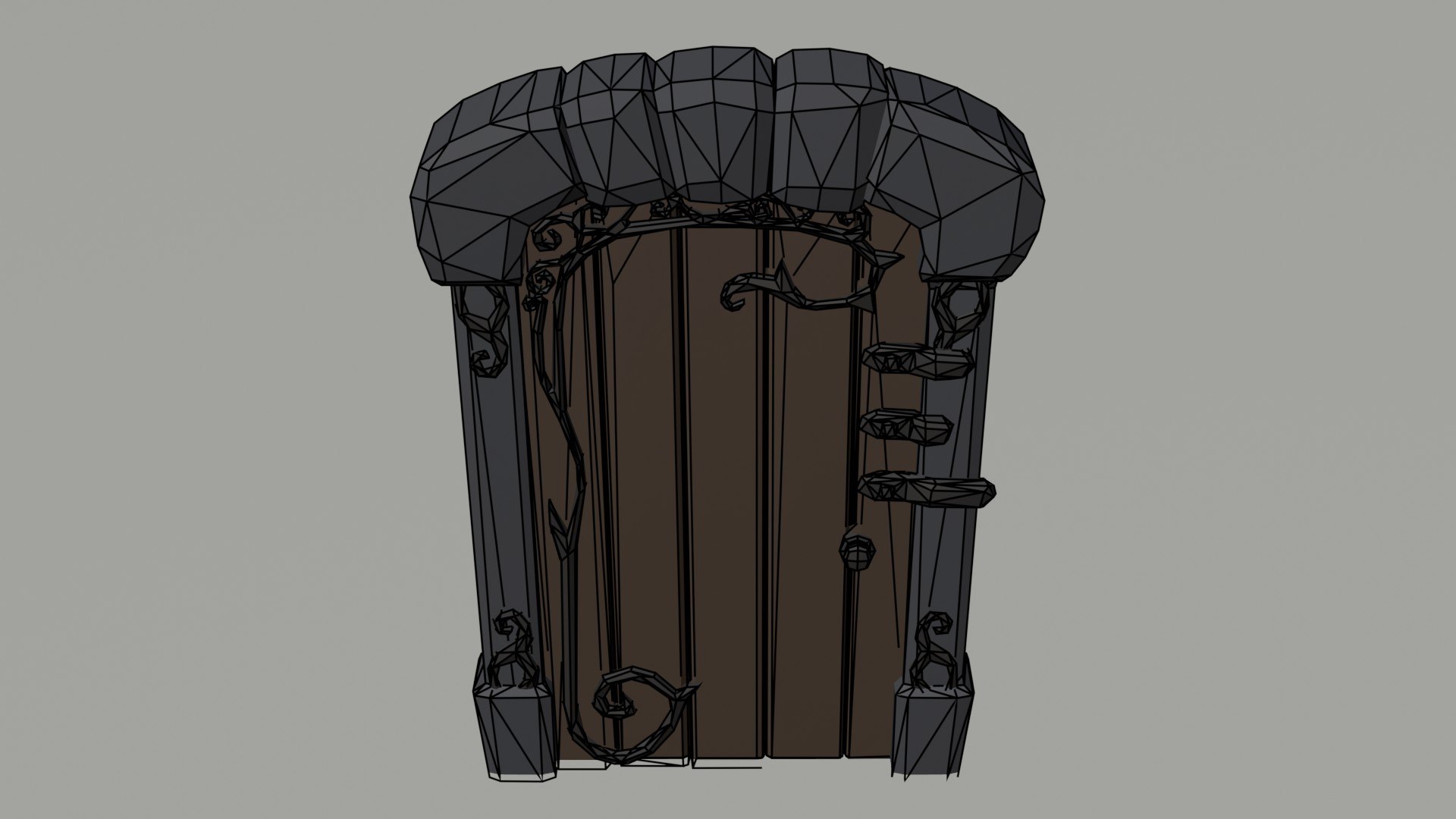 Low-poly cartoon fantasy dungeon door Polygonal Style 3D model ...