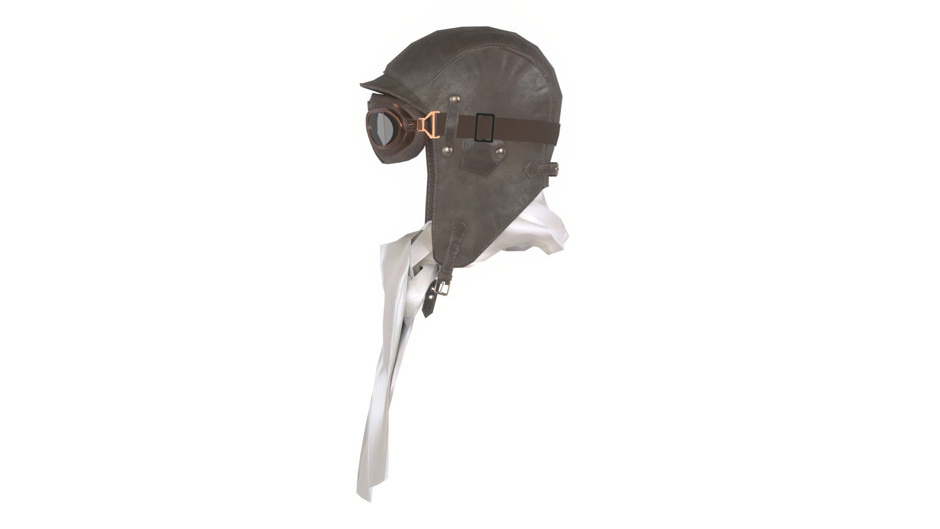 Aviator Goggles Hat Scarf Set - Brown - Game Asset Model - TurboSquid ...