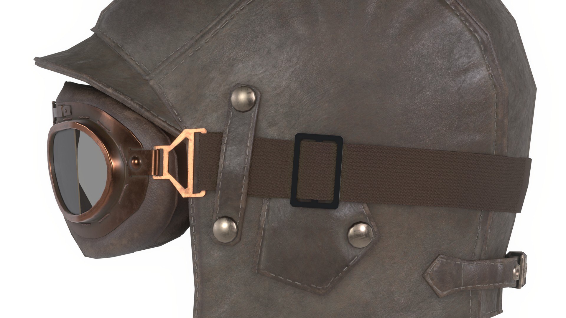 Aviator Goggles Hat Scarf Set - Brown - Game Asset Model - TurboSquid ...