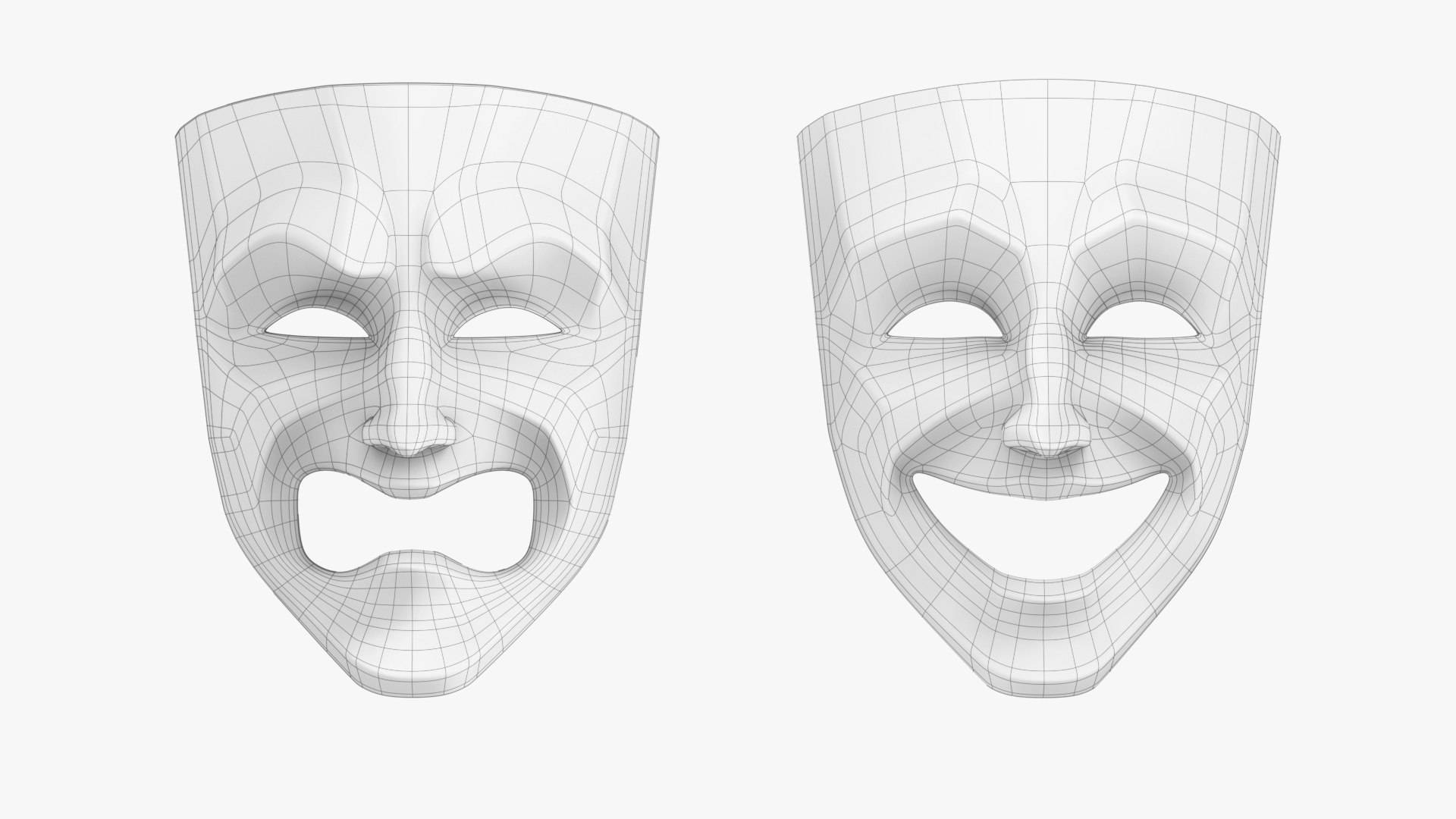 Tragedy Comedy Theater Masks 3d Model