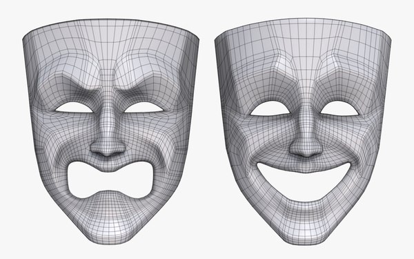 tragedy comedy theater masks 3d model