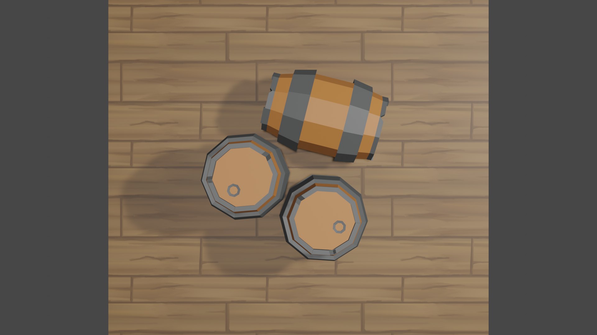 3D Low Poly Barrel And Wood Floor With Texture - TurboSquid 2095593