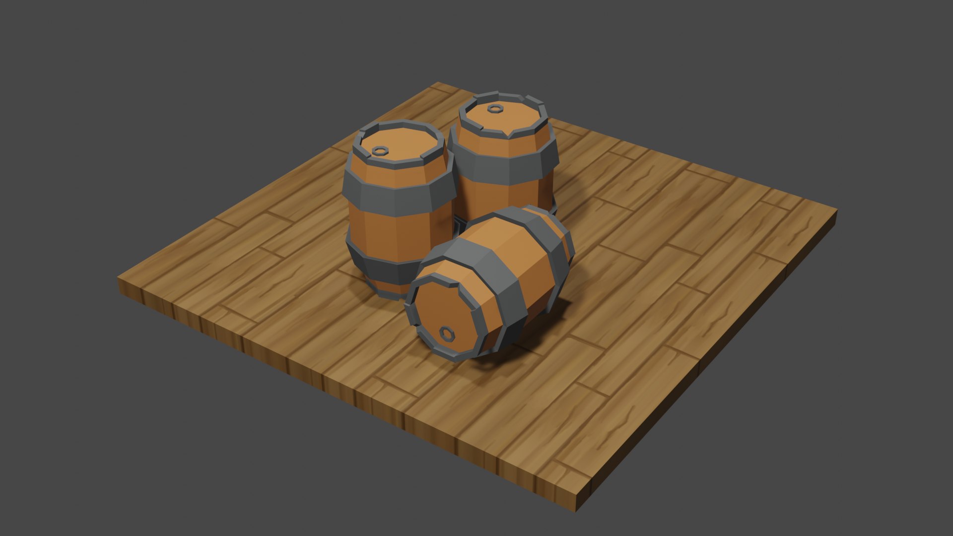 3D Low Poly Barrel And Wood Floor With Texture - TurboSquid 2095593