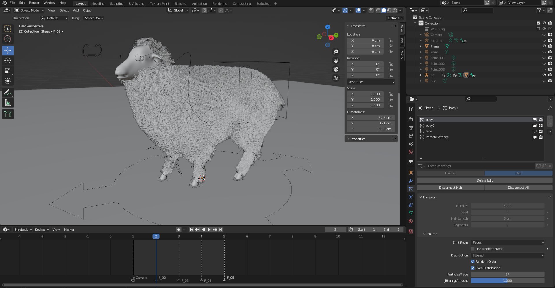 3D Fur Black Sheep Rigged In Blender - TurboSquid 1906760