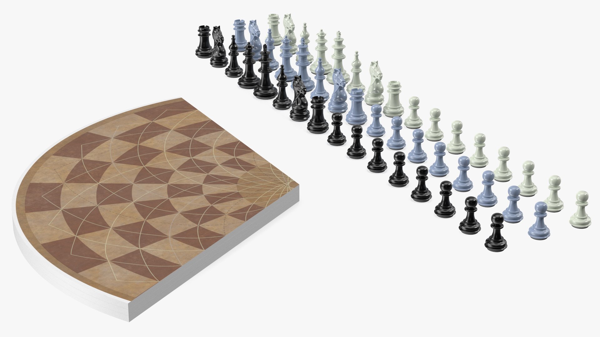 3d Model Three Player Chess Set Folded Turbosquid 2068562