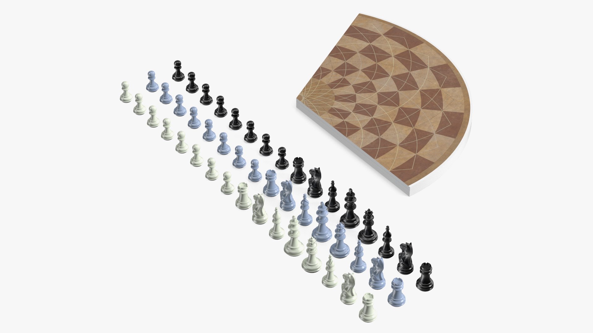 3D model Three Player Chess Set Folded - TurboSquid 2068562