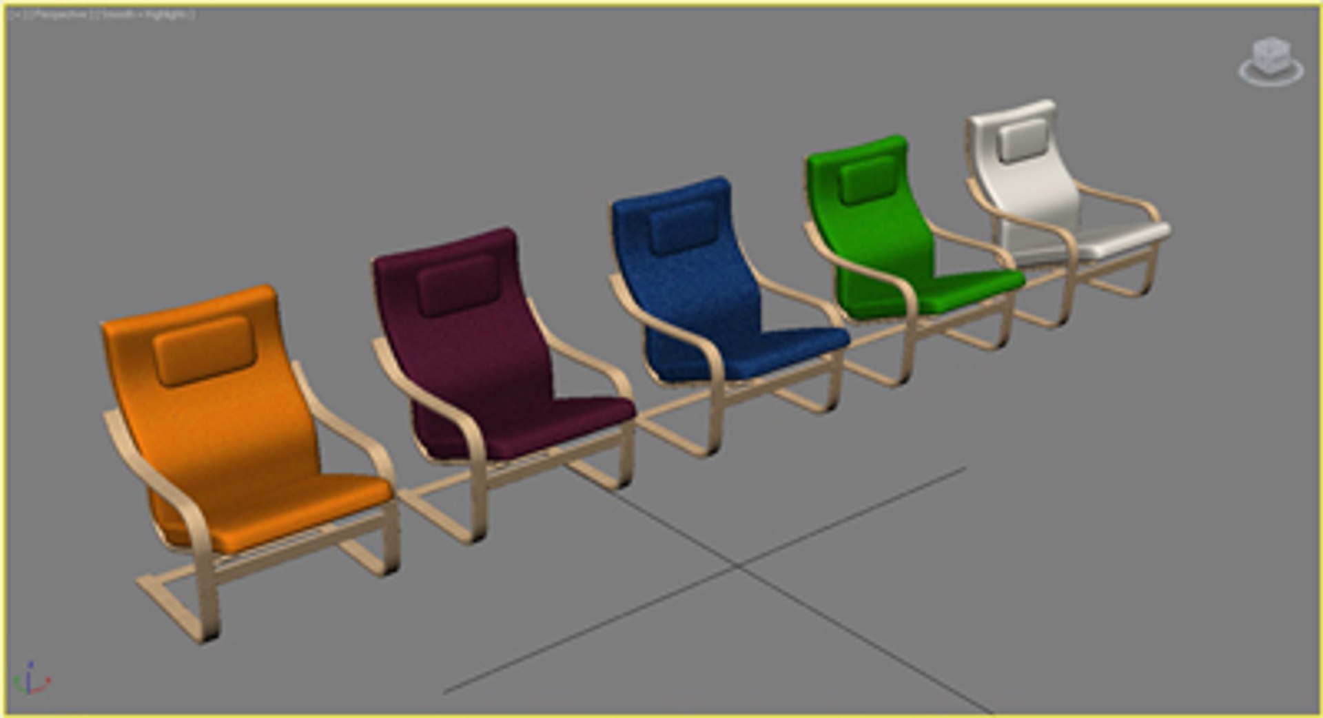 Poang Chairs 5 3d 3ds