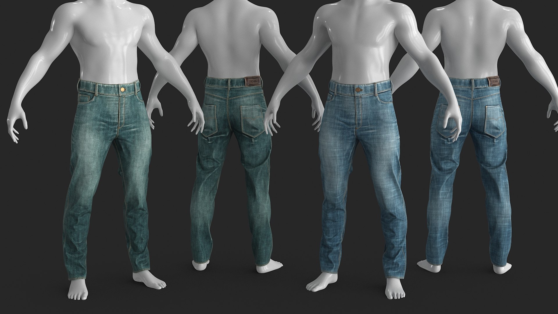 3D Model Male Jeans 2 Colors - TurboSquid 2335421