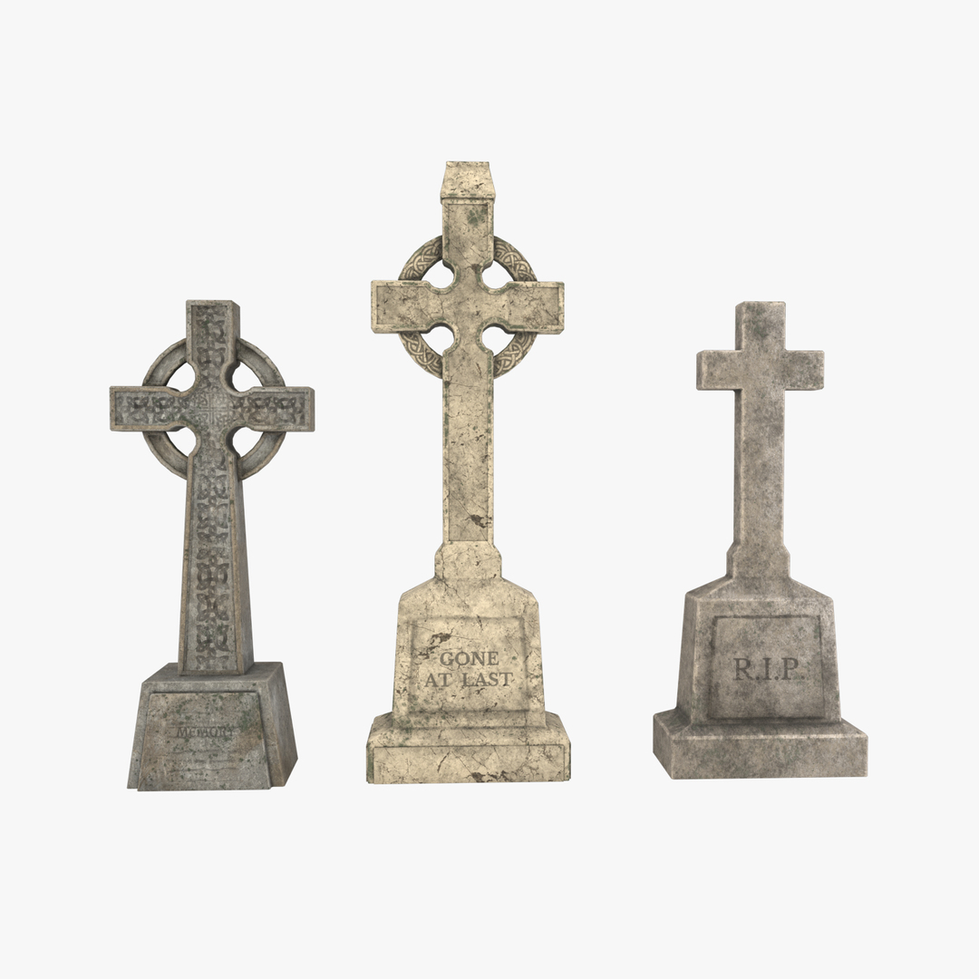 3D Cross Headstone Set - TurboSquid 1642753