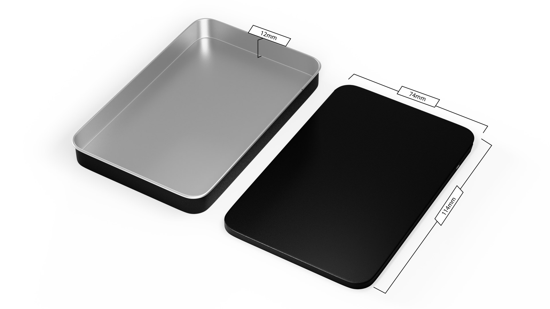 3D Tin Slider Container Black Steel - TurboSquid 2335171