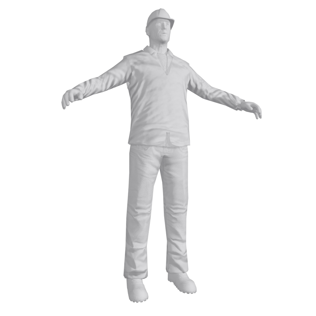rigged worker man 3d max