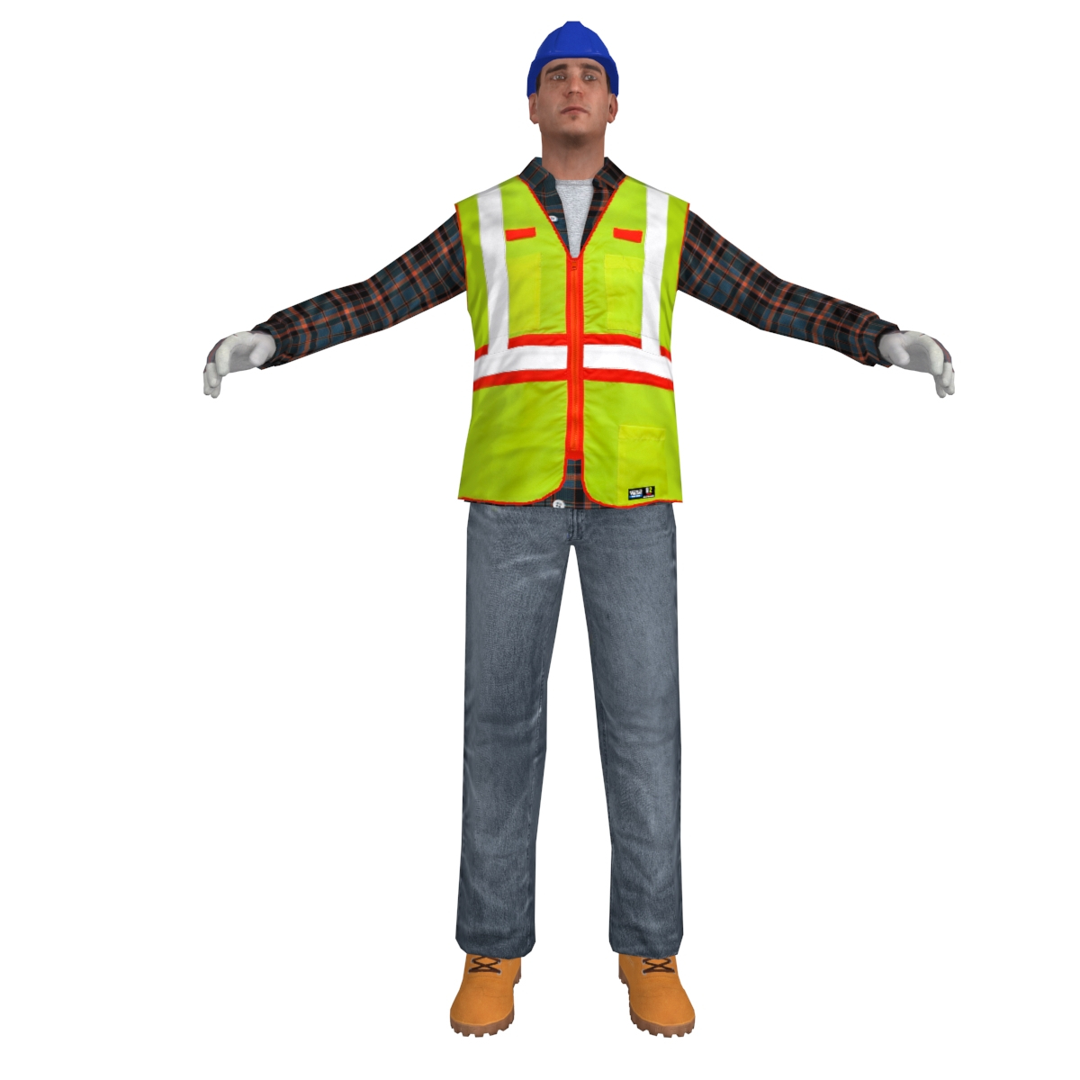 rigged worker man 3d max