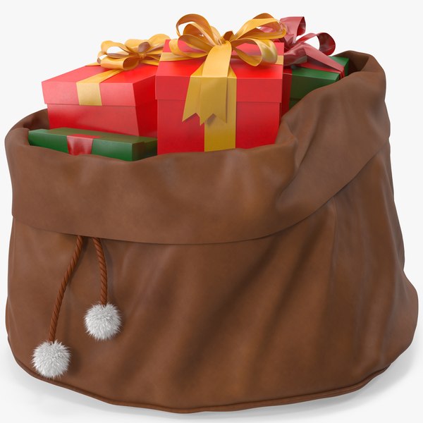 modelo 3d Bolsa marrón abierta de Papá Noel con regalos - TurboSquid ...
