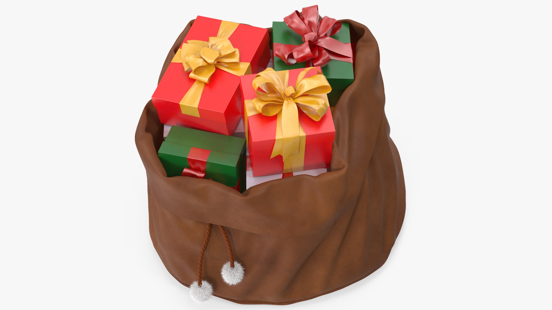 Santa Claus Open Brown Bag With Gifts 3D - TurboSquid 2207028